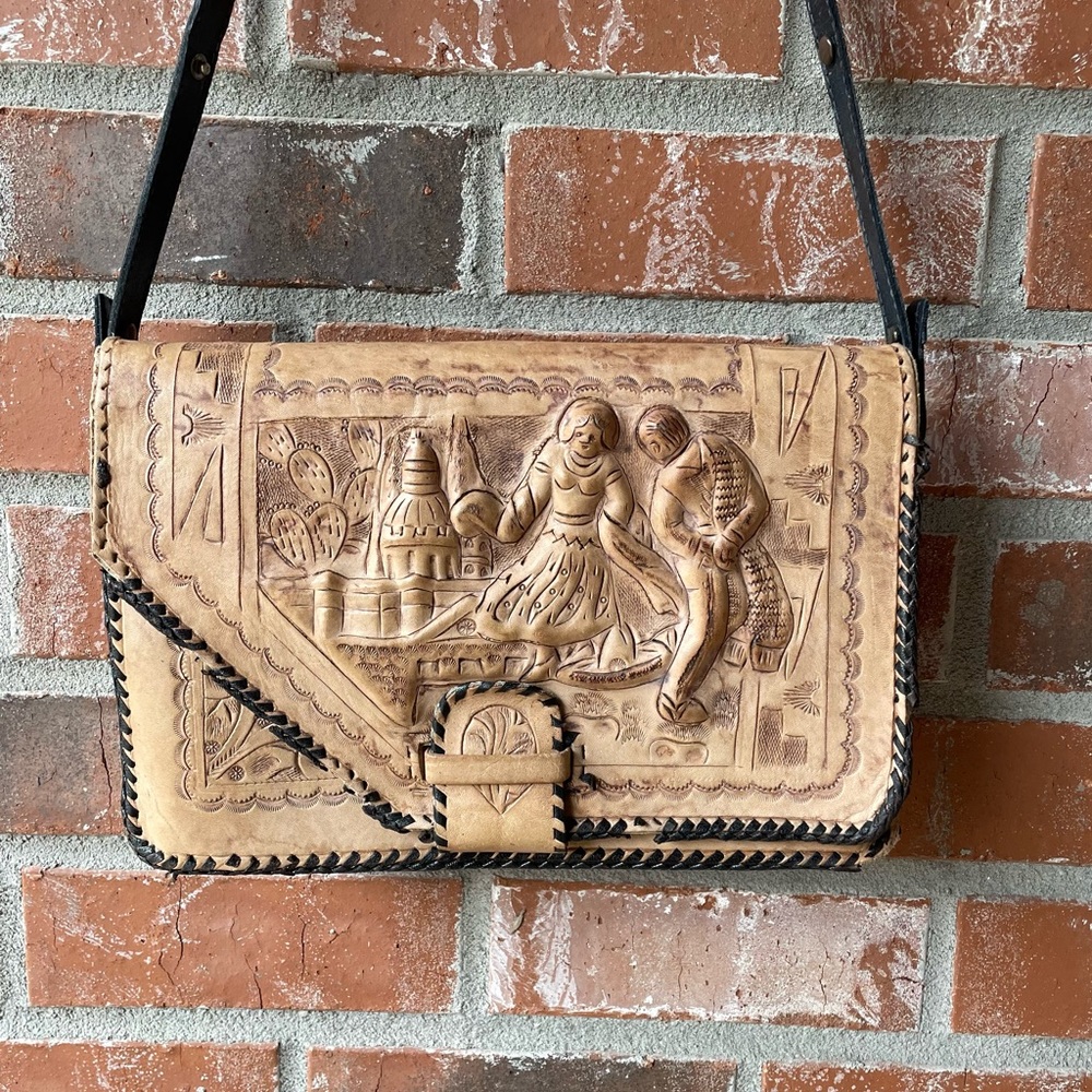 Hand Carved Leather Purse - Gem